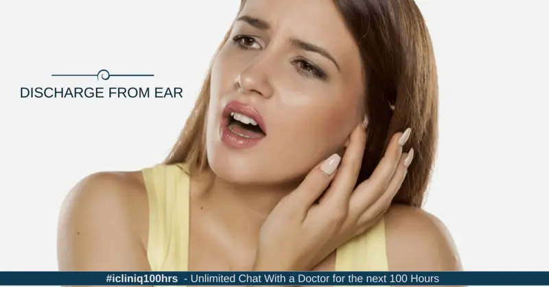 Why is green fluid leaking from the ear?